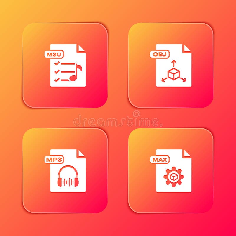 Set M3U File Document, OBJ, MP3 and MAX Icon. Vector Stock Vector ... Set M3U File Document, OBJ, MP3 and MAX Icon. Vector Stock Vector ...