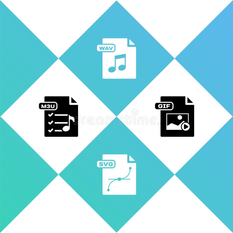 Set M3U File Document, SVG, WAV and GIF Icon. Vector Stock Vector ... Set M3U File Document, SVG, WAV and GIF Icon. Vector Stock Vector ...
