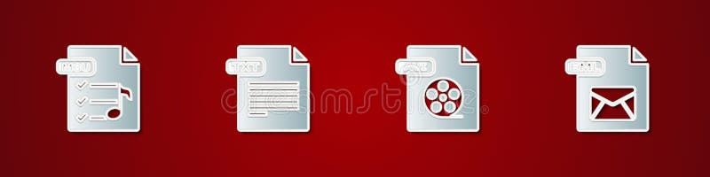 Set M3U File Document, TXT, AVI and EML Icon. Vector Stock Illustration ... Set M3U File Document, TXT, AVI and EML Icon. Vector Stock Illustration ...