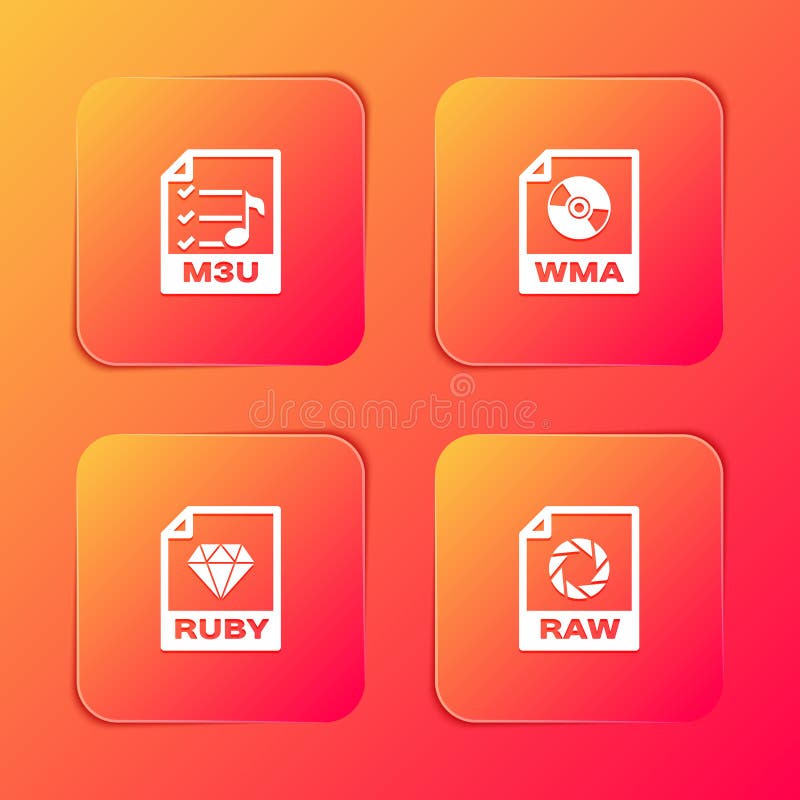 Set M3U File Document, WMA, RUBY and RAW Icon. Vector Stock Vector ... Set M3U File Document, WMA, RUBY and RAW Icon. Vector Stock Vector ...