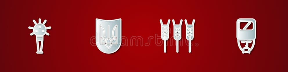 Set Mace, Ukrainian Trident, Wheat and Cossack Icon. Vector Stock ...