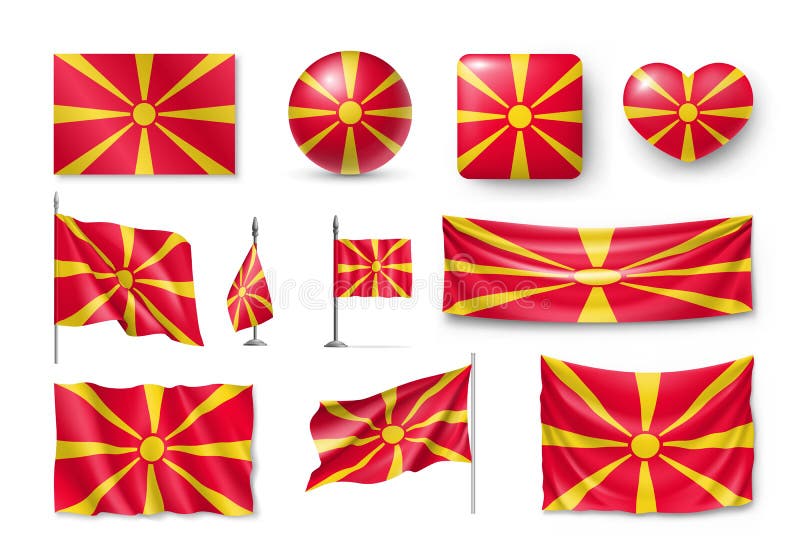 Set Macedonia Flags, Banners, Banners, Symbols, Flat Icon Stock Vector ...