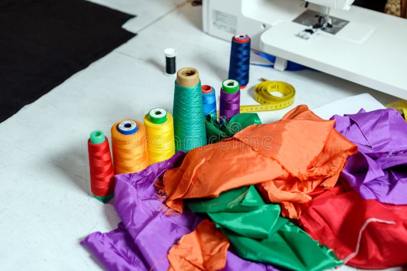 Set of Thread Spools for Machine Sewing Stock Image - Image of green ...