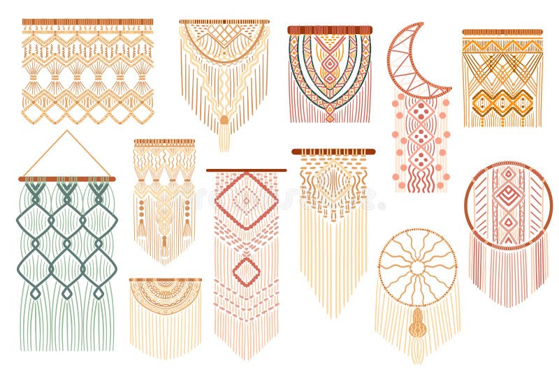 Set of Macrame Bohemian or Coastal-inspired Home Decor Isolated on ...
