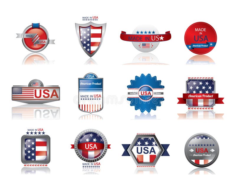 Set of Made in Usa Labels. Vector Illustration Decorative Design Stock ...
