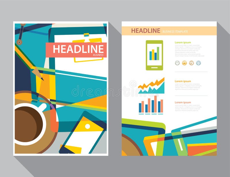 Set of Magazine Cover , Flyer, Brochure Flat Design Templates Stock ...