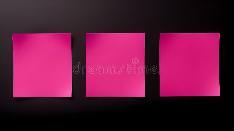 Set of Magenta Square Paper Notes on a Black Background. Brainstorming ...