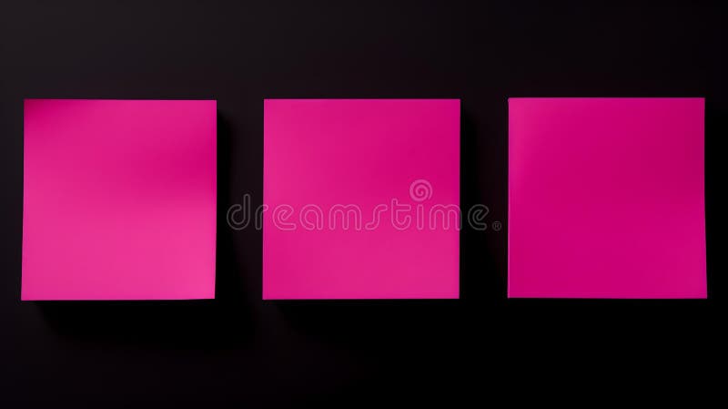 Set of Magenta Square Paper Notes on a Black Background. Brainstorming ...