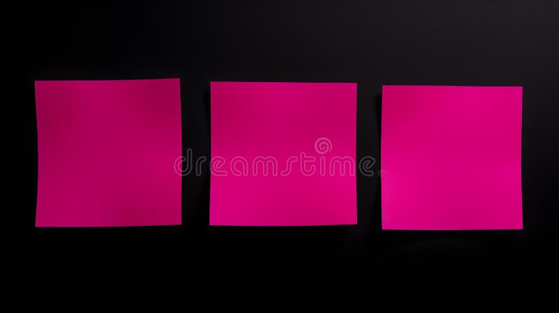 Set of Magenta Square Paper Notes on a Black Background. Brainstorming ...