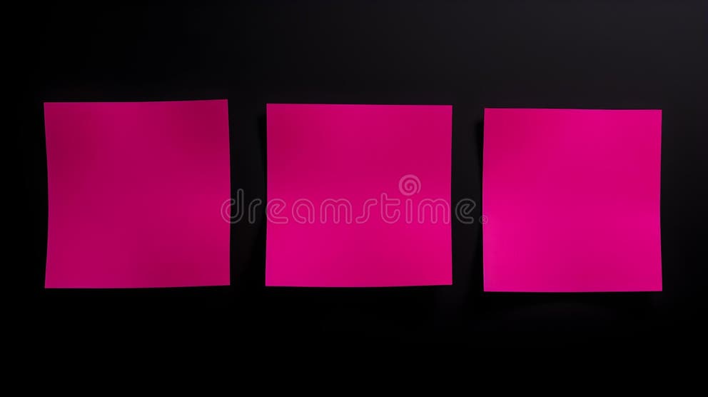 Set of Magenta Square Paper Notes on a Black Background. Brainstorming ...