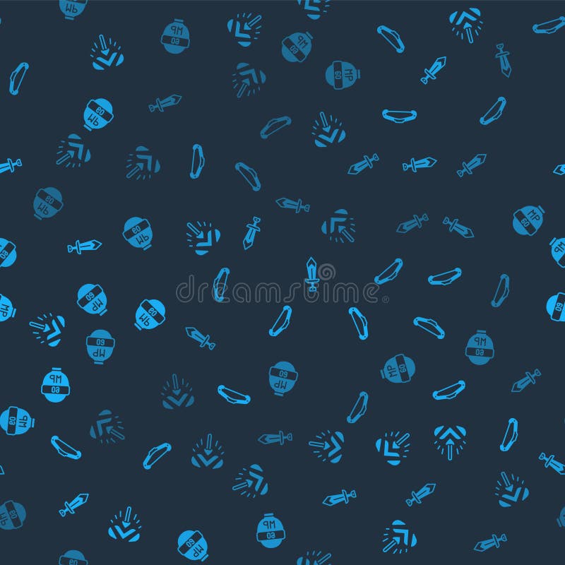 Set Magic Arrow, Medieval Bow, Sword for Game and Video Bar on Seamless ...