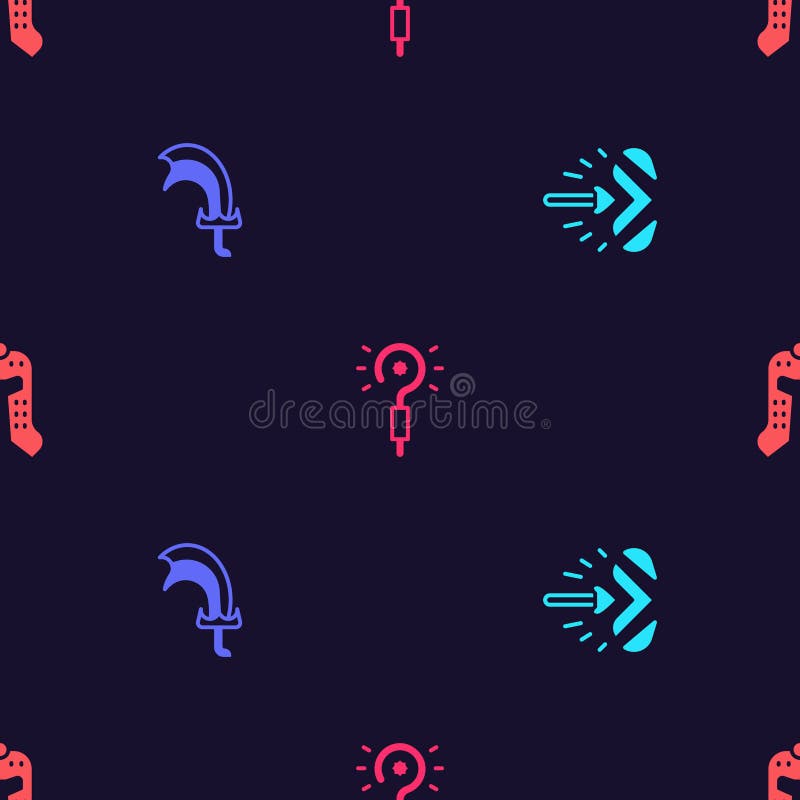 Set Magic Arrow, Sword for Game, Wand and Medieval Helmet on Seamless ...