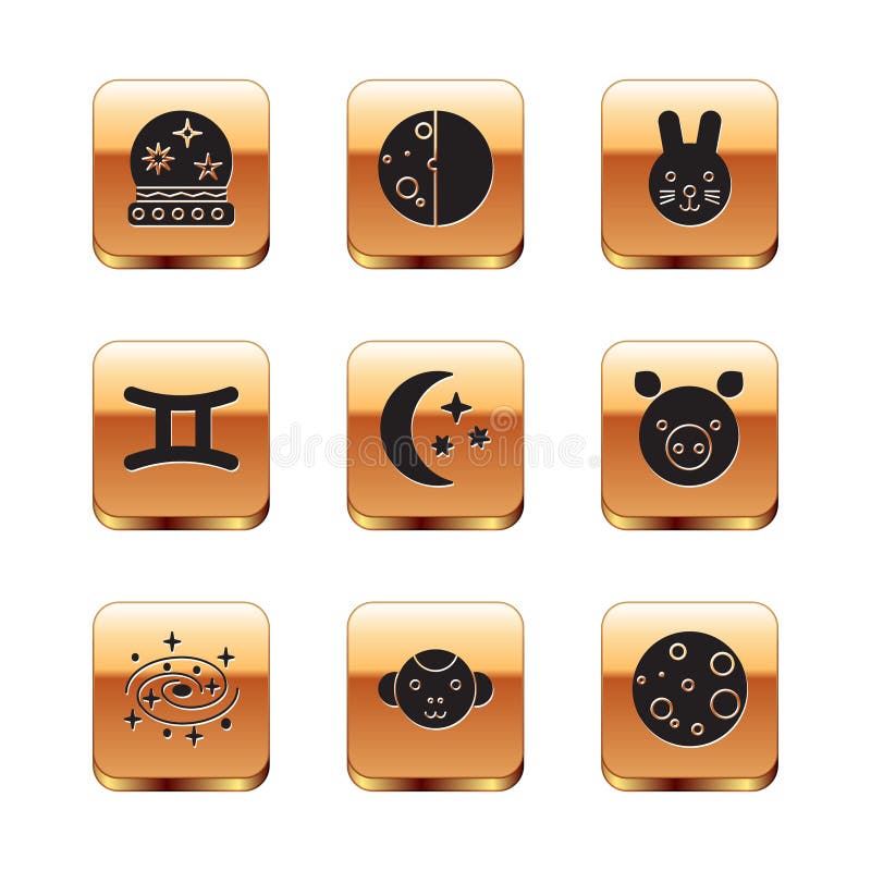 Set Magic Ball, Milky Way Spiral Galaxy, Monkey Zodiac, Moon and Stars ...