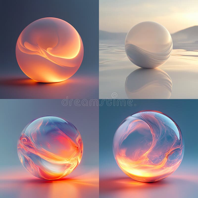 Set Magic Balls Colored Translucent Glow Glass Stock Illustration ...