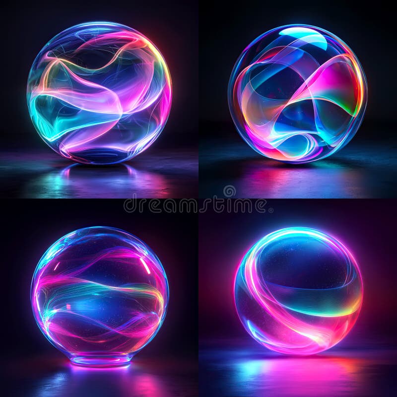 Set Magic Balls Colored Translucent Glow Glass Stock Illustration ...