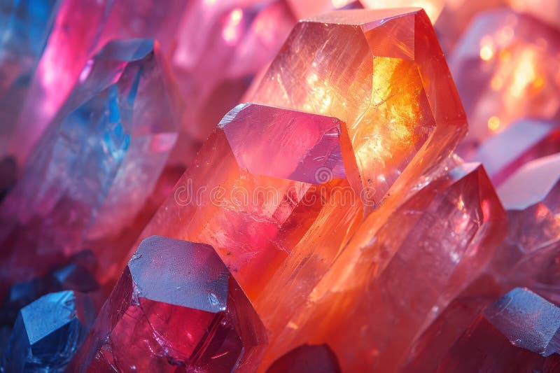 Set of Magic Colored Crystals Quartz Gemstones Extreme Closeup ...