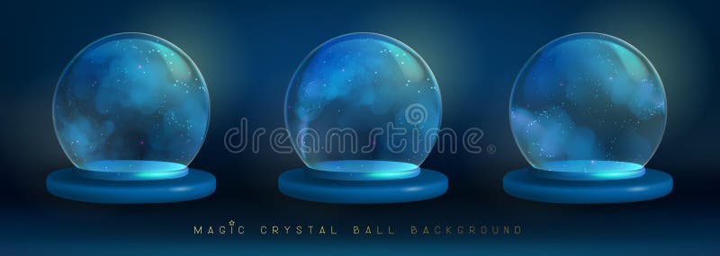 Set of Magic Crystal Glass Balls with Flowing Blue Smoke or Steam ...