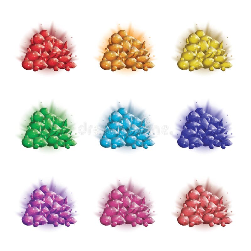 Set of Magic Crystals and Natural Minerals. Gemstones Game Assets ...