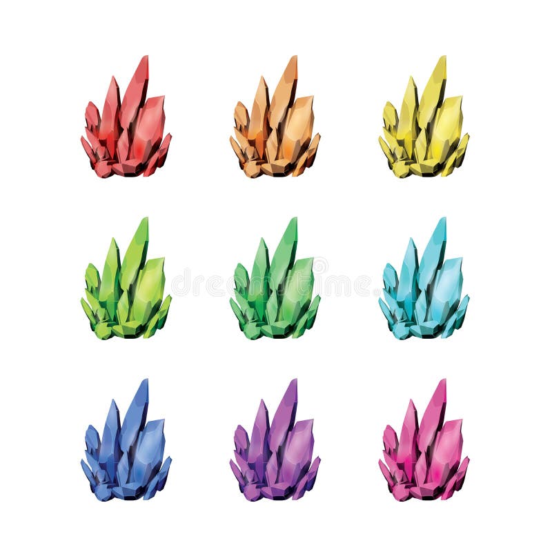Set of Magic Crystals and Natural Minerals. Gemstones Game Assets ...