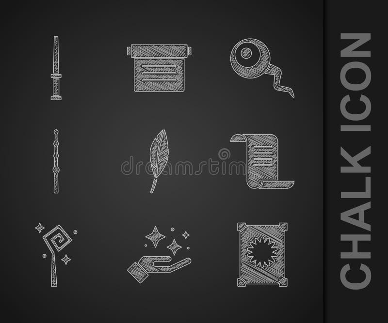 Set Magic Feather, Sparkle Stars with Magic Trick, Ancient Book, Staff ...