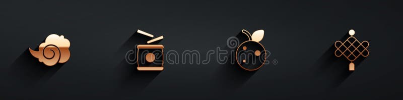 Set Magic Fog or Smoke, Chinese Drum, Peach Fruit Nectarine and Paper ...