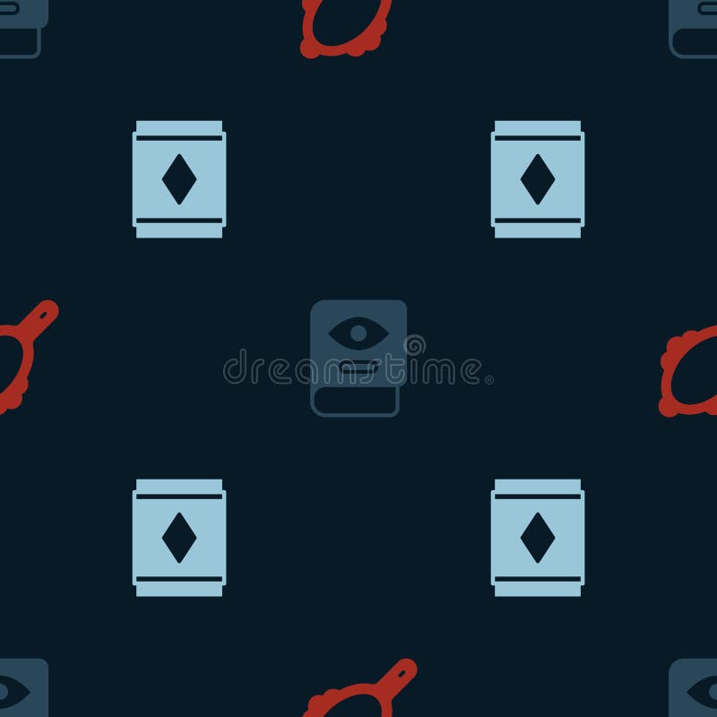 Set Magic Hand Mirror, Ancient Magic Book and Carpet on Seamless ...