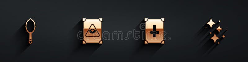 Set Magic Hand Mirror, Ancient Magic Book, and Sparkle Stars with Icon ...