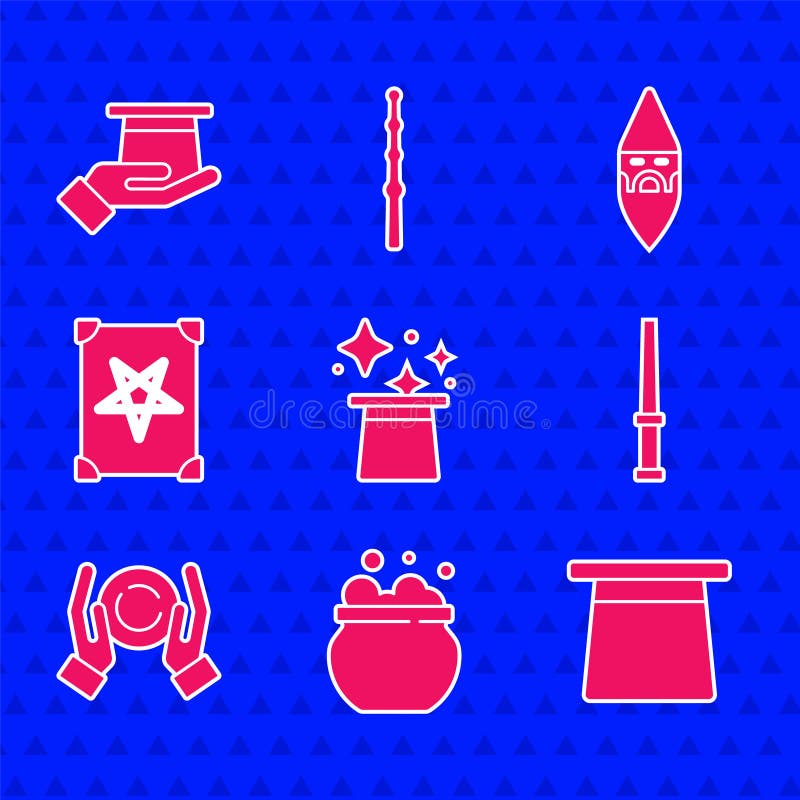 Set Magic Hat, Witch Cauldron, Wand, Ball Hand, Ancient Magic Book ...