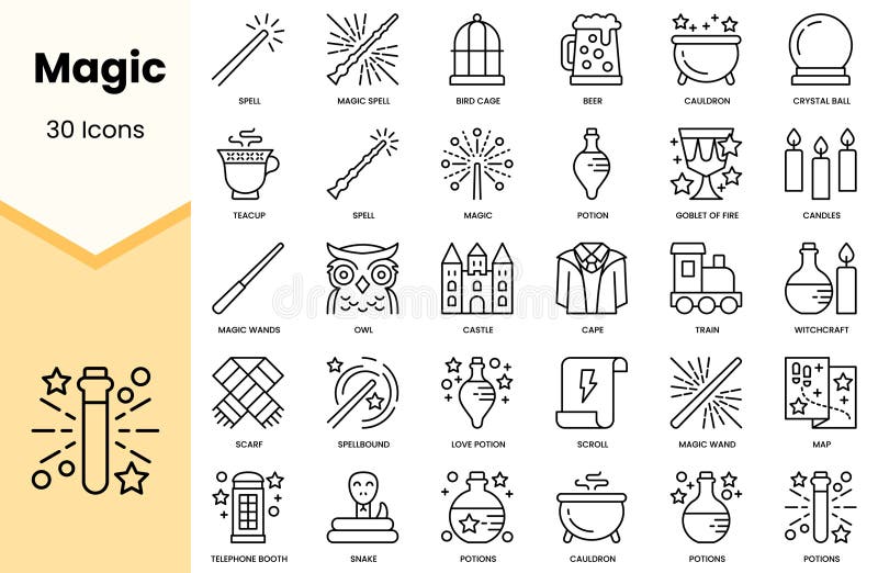Set of Magic Icons. Simple Line Art Style Icons Pack Stock Vector ...