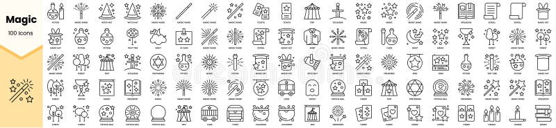 Set of Magic Icons. Simple Line Art Style Icons Pack Stock Vector ...
