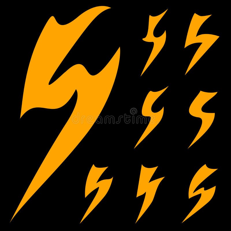 Set of Black Lightning Icon Stock Vector - Illustration of abstract ...