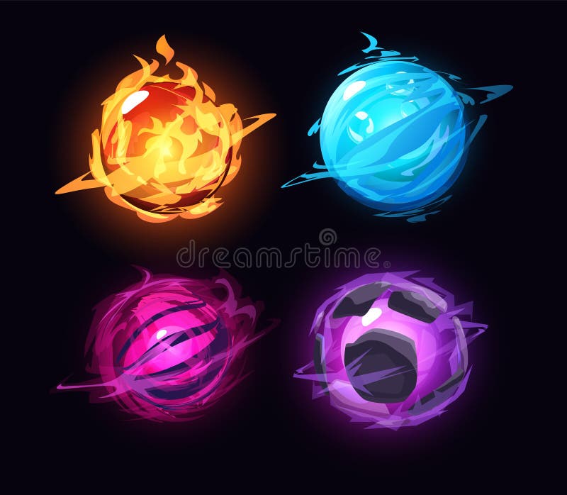 Set of Magic Orbs, Colorful Game Energy Spheres, Vector Illustration ...
