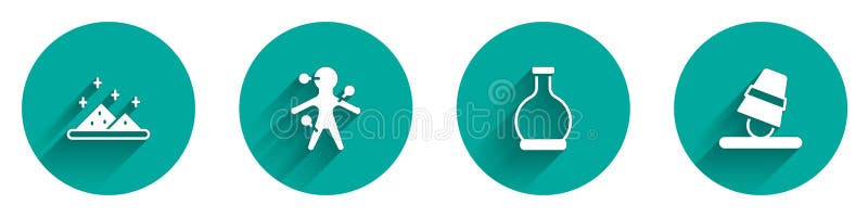 Set Magic Powder, Voodoo Doll, Bottle with Potion and Game Thimbles ...