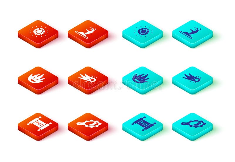 Set Magic Scroll, Hand Mirror, Fire Flame, Fireball, Zombie and Stone ...