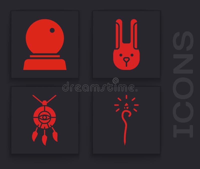 Set Magic Staff, Magic Ball, Rabbit with Ears and Dream Catcher with ...