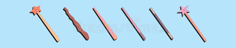 Set of Magic Sticks Cartoon Icon Design Template with Various Models ...