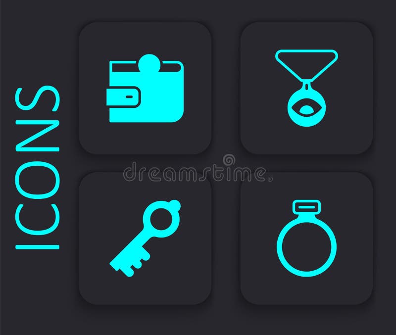 Set Magic Stone Ring, Wallet, Medallion Chain with Eye and Old Magic ...