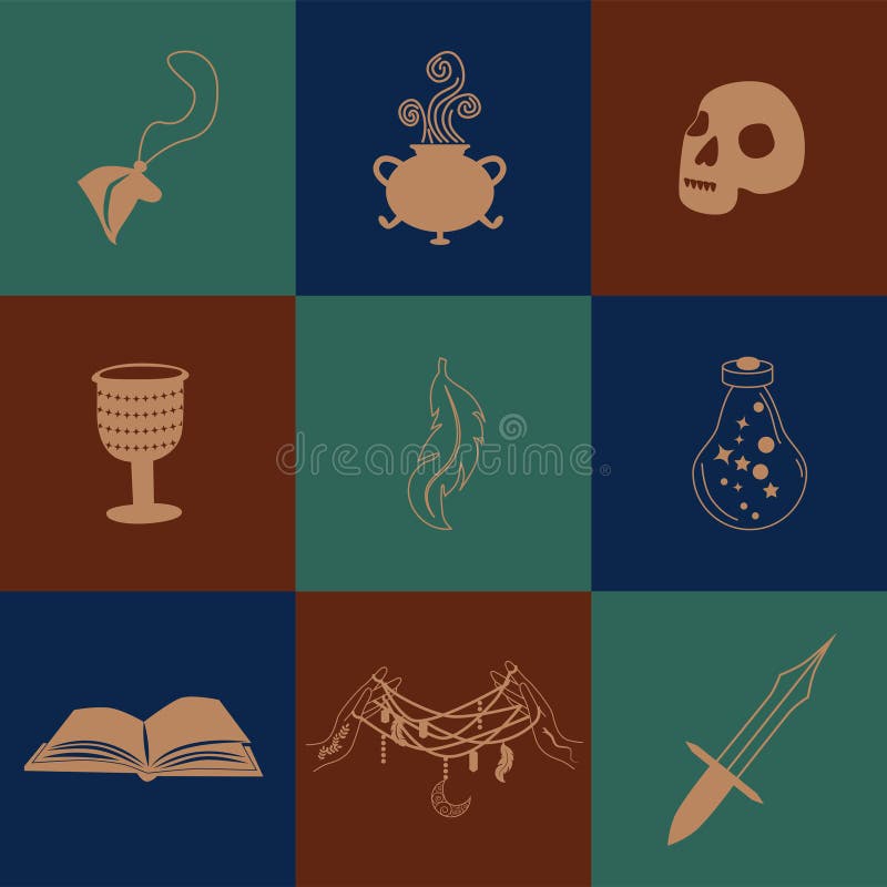 Set of Magic Symbols, Celestial Seamless Pattern. Astrological, Magical ...