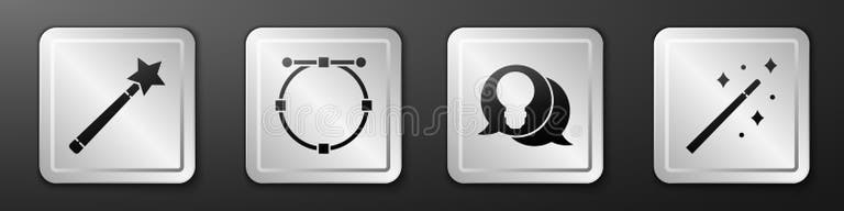 Set Magic Wand, Circle with Bezier Curve, Light Bulb with Concept of ...