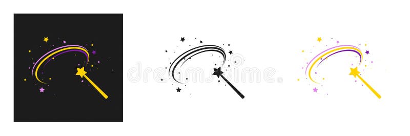 Set of Magic Wand Icons. Magic Wand with a Star, Wizard Tool. Magic and ...