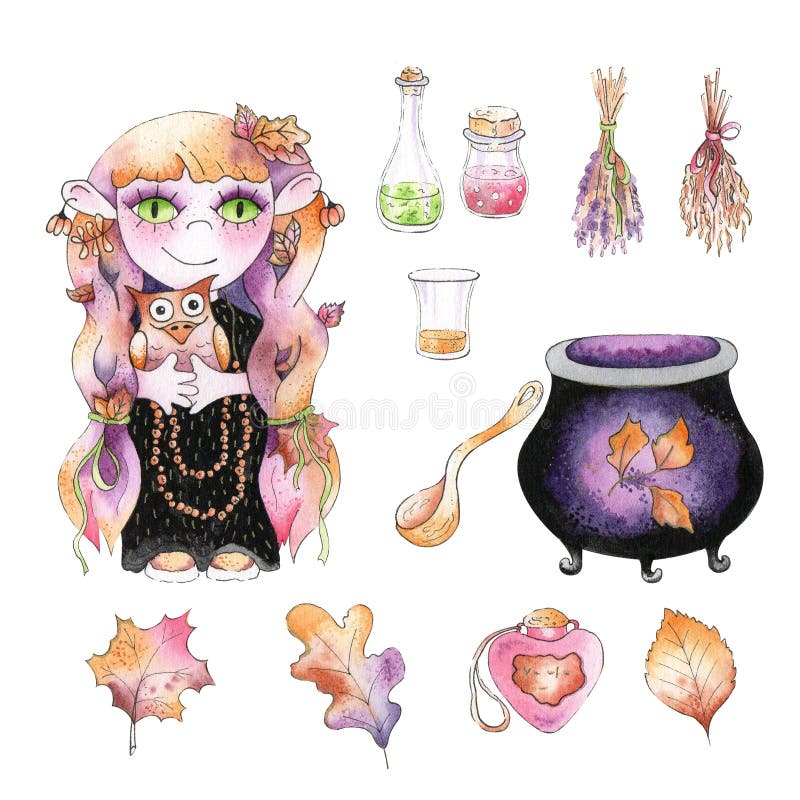 Set for magic. a witch set stock illustration. Illustration of isolated ...