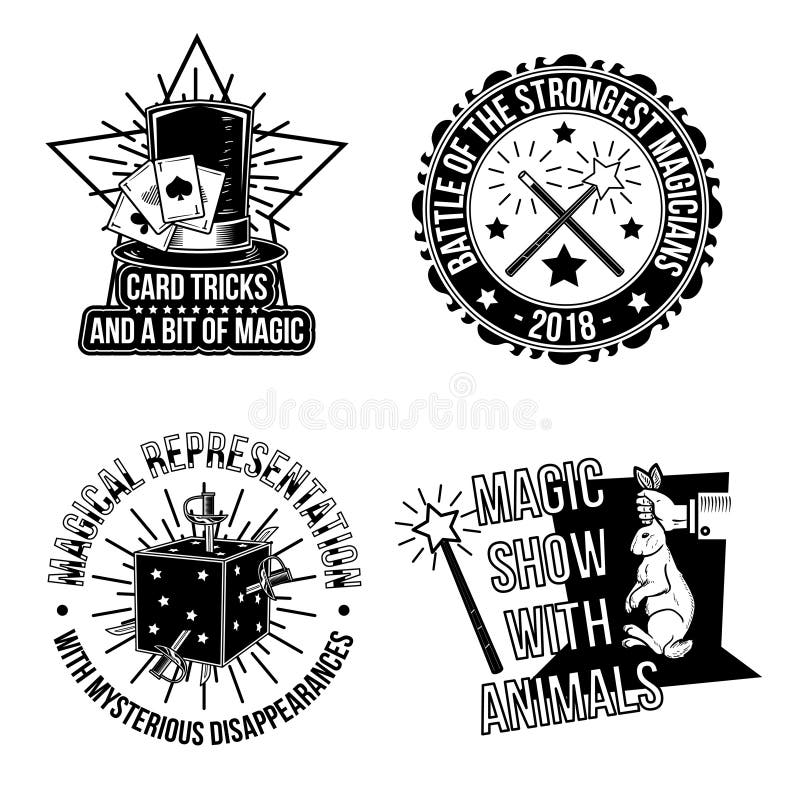 Set of Magical Emblems, Labels, Badges, Logos. Isolated on White Stock ...