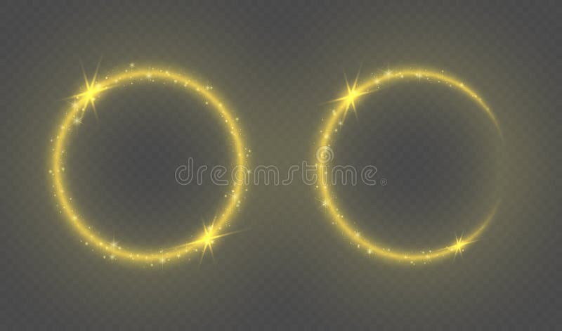 Set of Magical Golden Glowing Abstract Light Banners. Magic Circles or ...