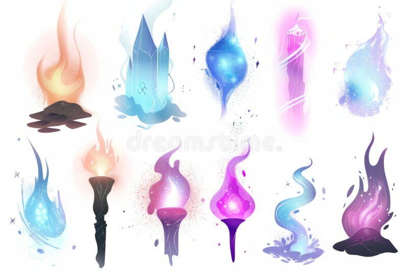 Set of Magical Things and Effects, an Enchanting Spell. Stock Photo ...