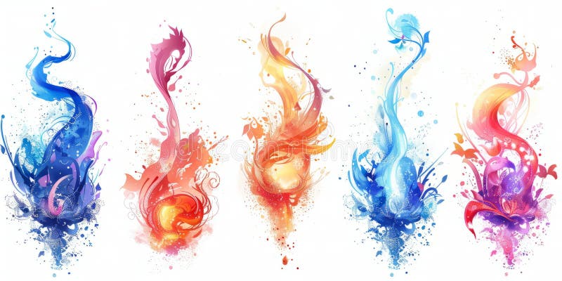 Set of Magical Transformations, Showing Objects or Creatures Changing ...