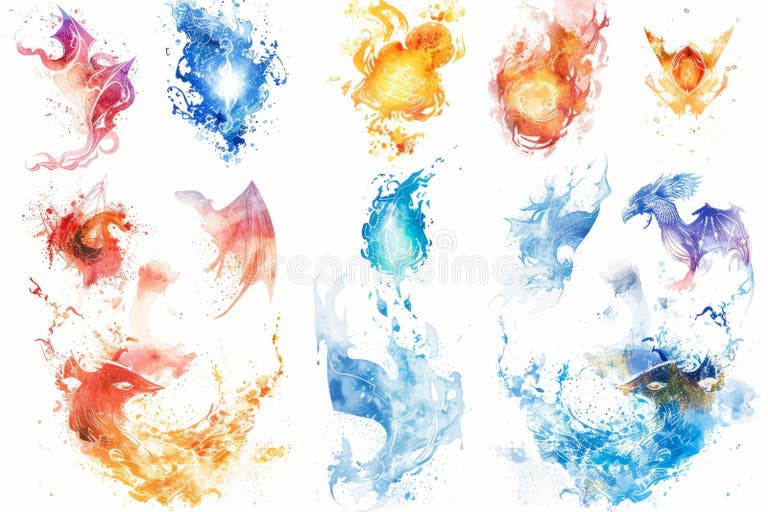 Set of Magical Transformations, Showing Objects or Creatures Changing ...