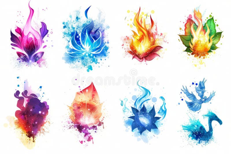 Set of Magical Transformations, Showing Objects or Creatures Changing ...