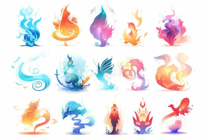 Set of Magical Transformations, Showing Objects or Creatures Changing ...