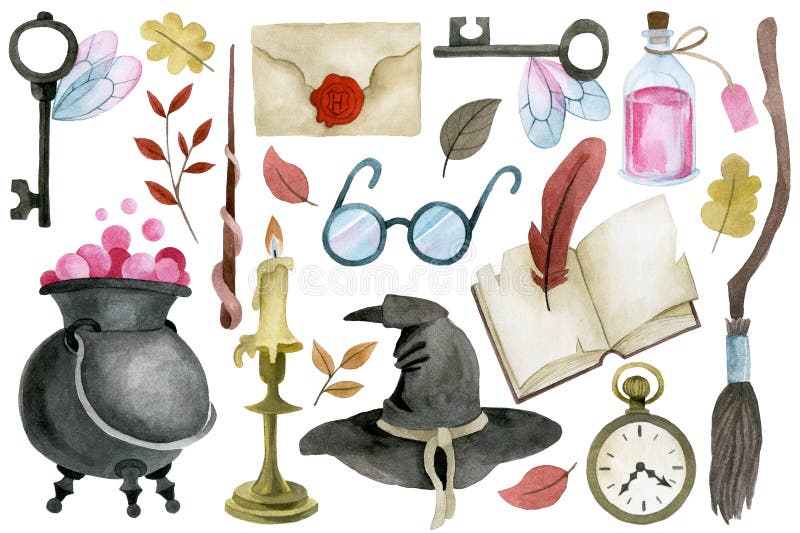 A Set of Magical, Witchcraft Things. School of Witchcraft and Magic ...