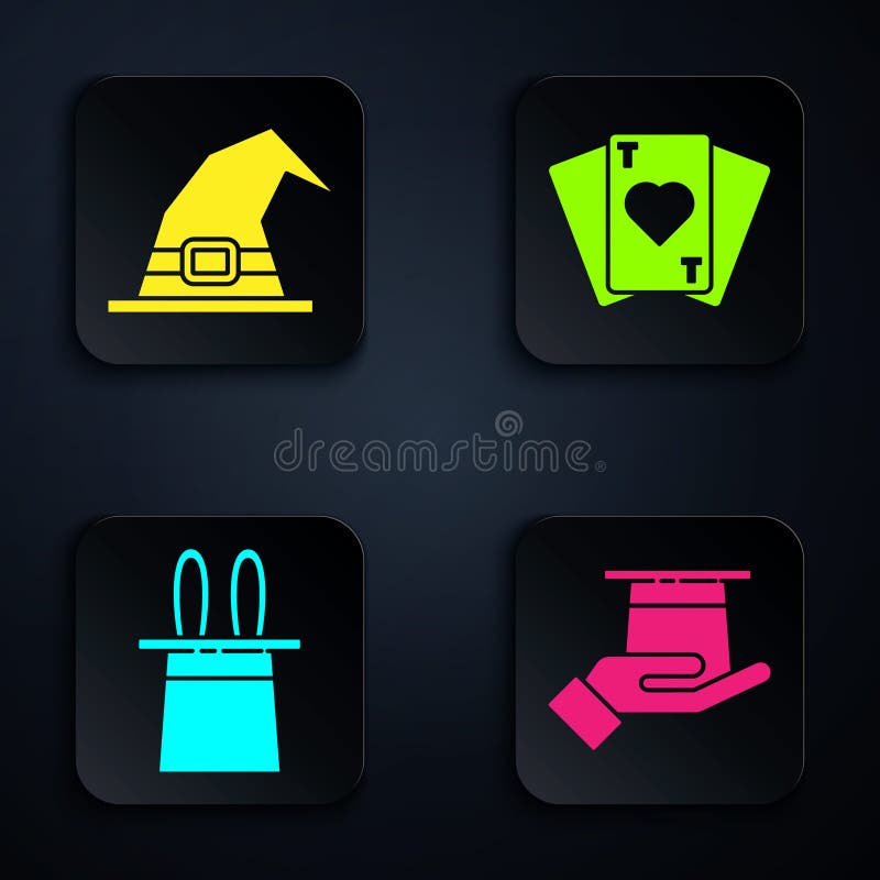 Set Magician Hat in Hand, Witch Hat, Magician Hat and Rabbit Ears and ...